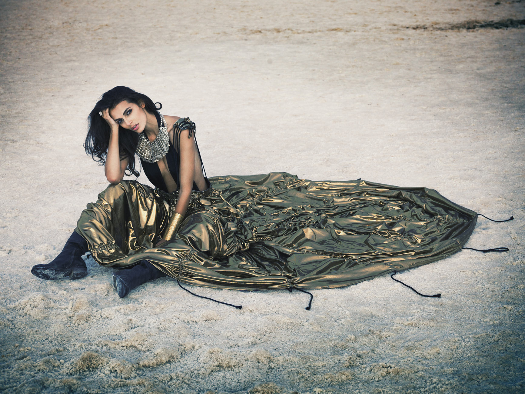 Model Houda Shretah, Death Valley, California - Photo by Michael Grecco
